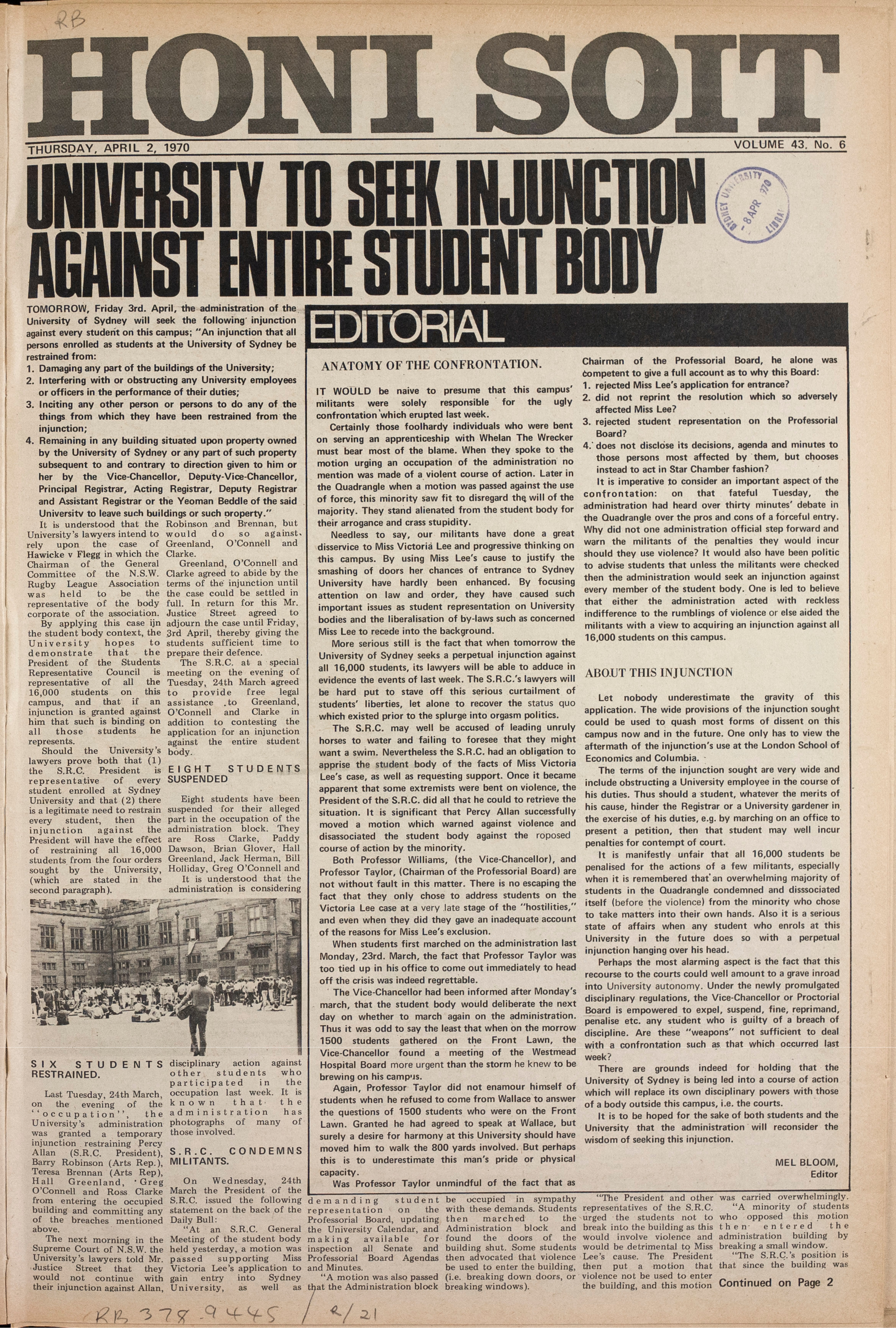 Honi Soit 1970 Issue 06 | University of Sydney Library
