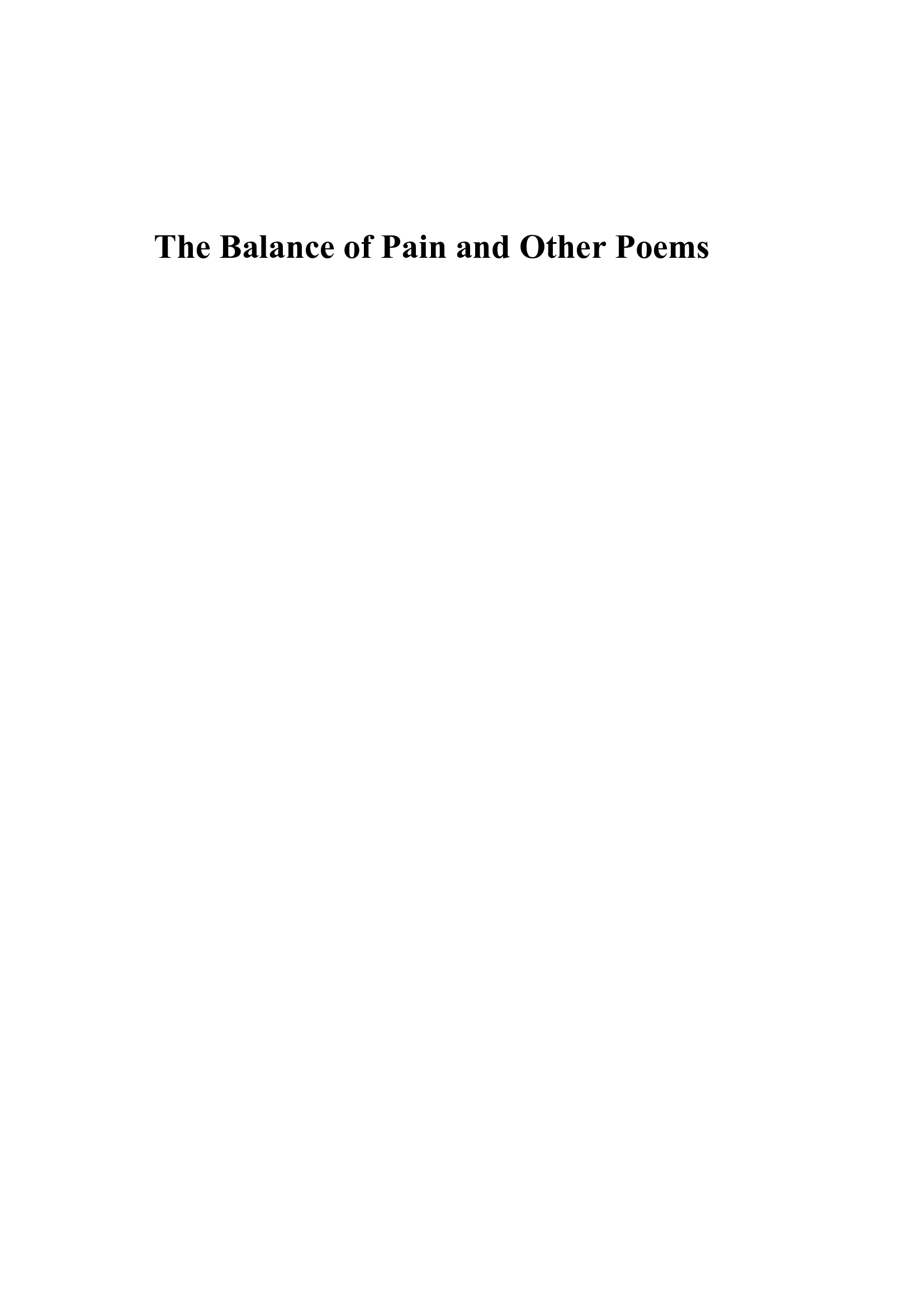 The Balance of Pain and Other Poems | University of Sydney Library