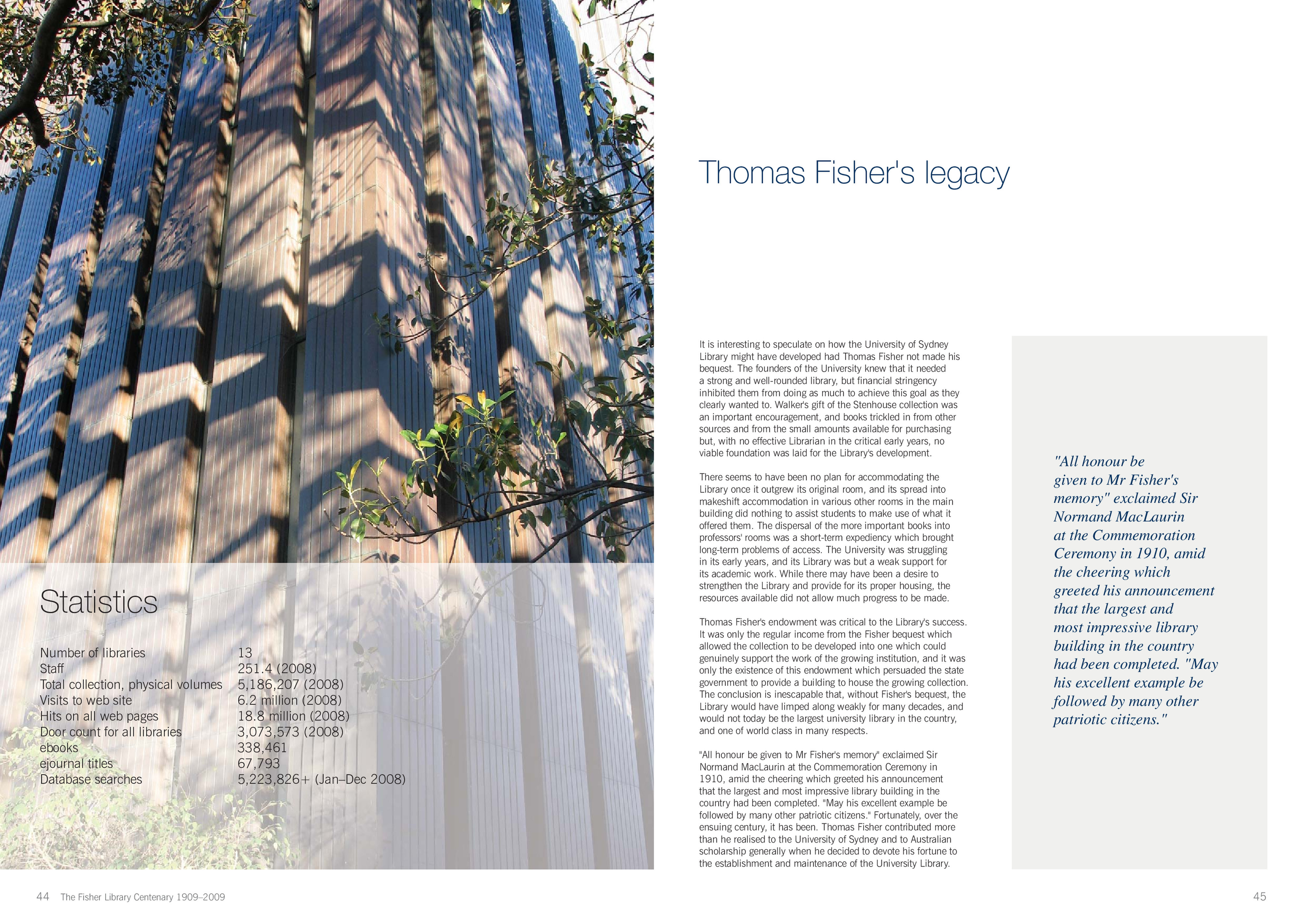 The Fisher Library centenary : 1909-2009 : a short history of the ...